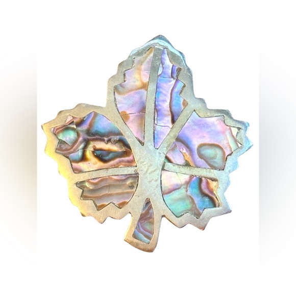 MEXICANA | Jewelry | Vintage 96s Mexico Silver Abalone Fancy Maple Leaf ...